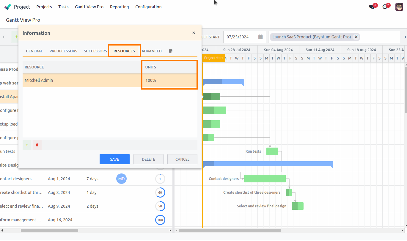 Bryntum Gantt for Odoo Docs